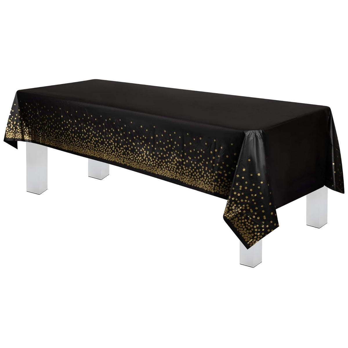 Gold Dot Black Premium Disposable Plastic Tablecloth 54 Inch. x 108 Inch. Rectangle Table Cover ...