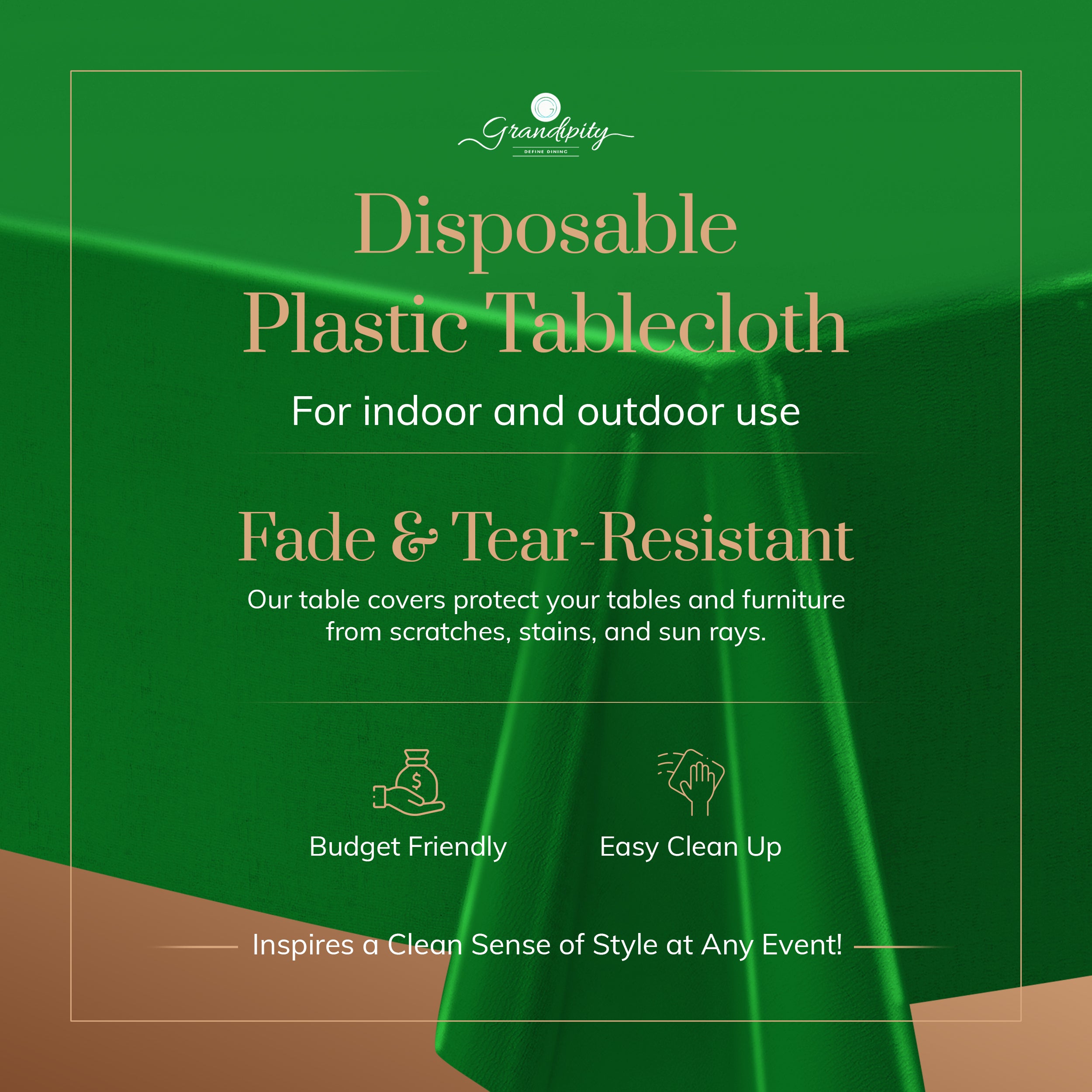 Green Premium Disposable Plastic Tablecloth 54 Inch. x 108 Inch ...